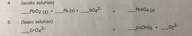 Solved (acidic solution) ___ PbO_2 (s) + ___ Pb(s) + __ | Chegg.com