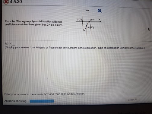 Solved Form the fifth-degree polynomial function with real | Chegg.com