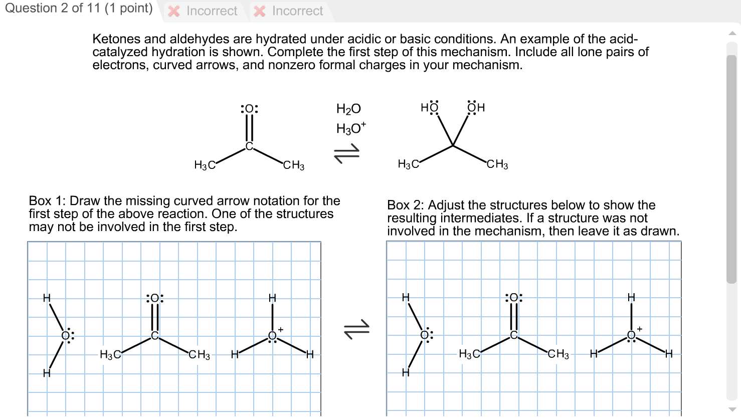 Ketones and aldehydes are hydrated under acidic or | Chegg.com