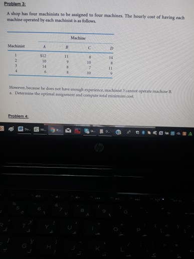 Solved A shop has four machinists to be assigned to four | Chegg.com