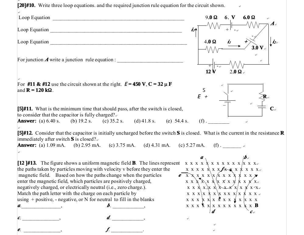 Solved [20]#10. Write three loop equations. and the required | Chegg.com