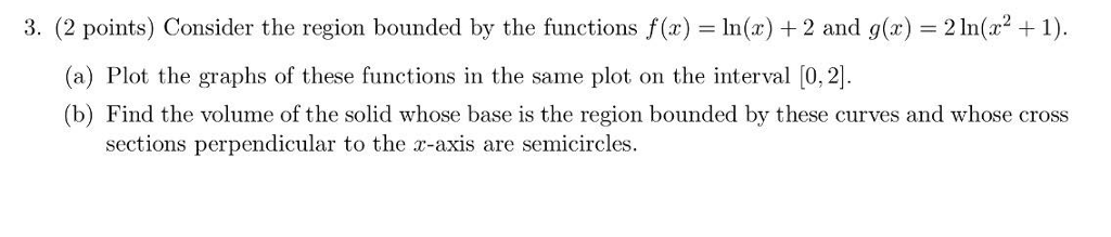 Solved 3. (2 points) Consider the region bounded by the | Chegg.com