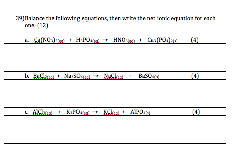Solved Balance the following equations, then write the net | Chegg.com