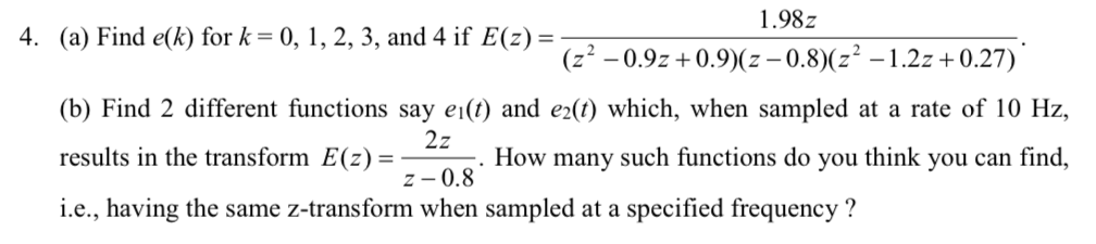 Solved 1 98z 4 A Find E K Fo K 0 1 2 3 And 4 If
