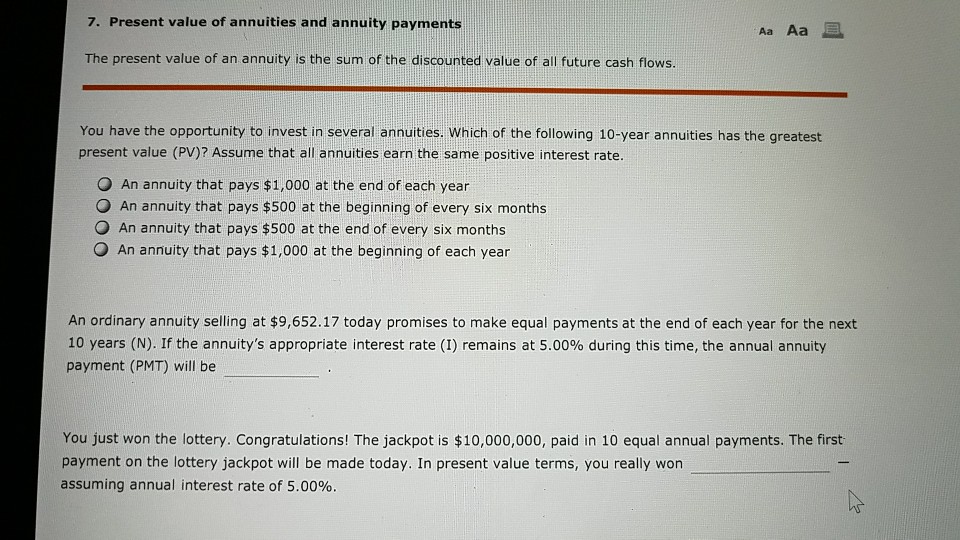Solved 7. Present value of annuities and annuity payments | Chegg.com