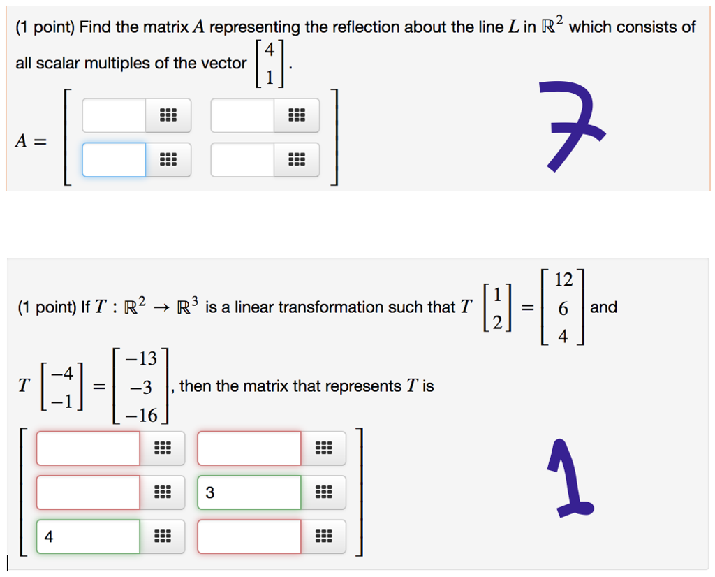 Solved Find the matrix A representing the reflection about | Chegg.com