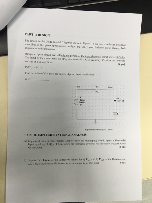 Solved The circuit for the Diode Parallel Clipper is shown | Chegg.com