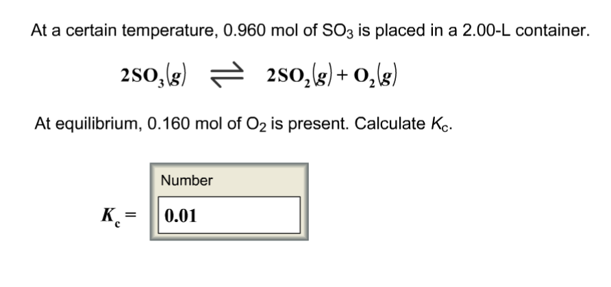 Solved At a certain temperature, 0.960 mol of SO3 is placed | Chegg.com
