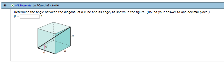 Solved Determine the angle between the diagonal of a cube | Chegg.com