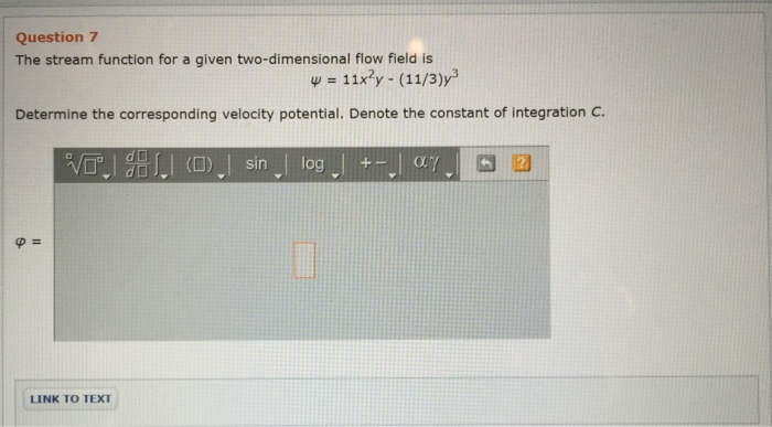 Solved The stream function for a given two-dimensional flow | Chegg.com