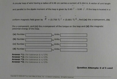 Solved A circular loop wire having a radius of 6.98 cm | Chegg.com