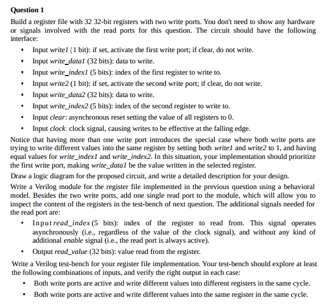 Solved Build a register file with 32 32-bit registers with | Chegg.com