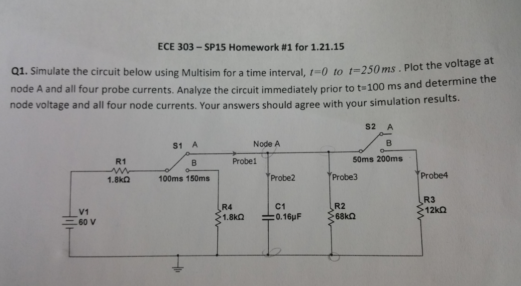 Solved Q1. Simulate the circuit below using Multisim for a | Chegg.com