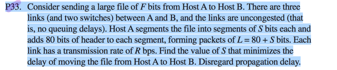 Solved Consider sending a large file of F bits from Host A | Chegg.com