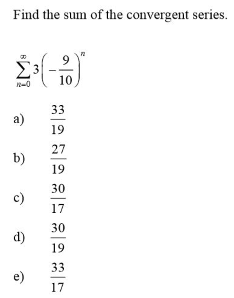 Solved Find the sum of the convergent series. | Chegg.com