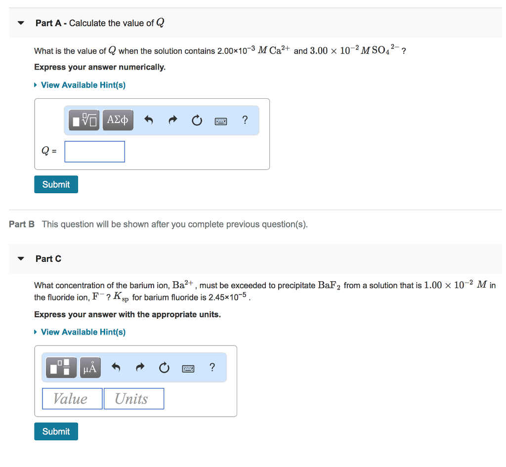 Solved Part A - Calculate the value of Q What is the value | Chegg.com