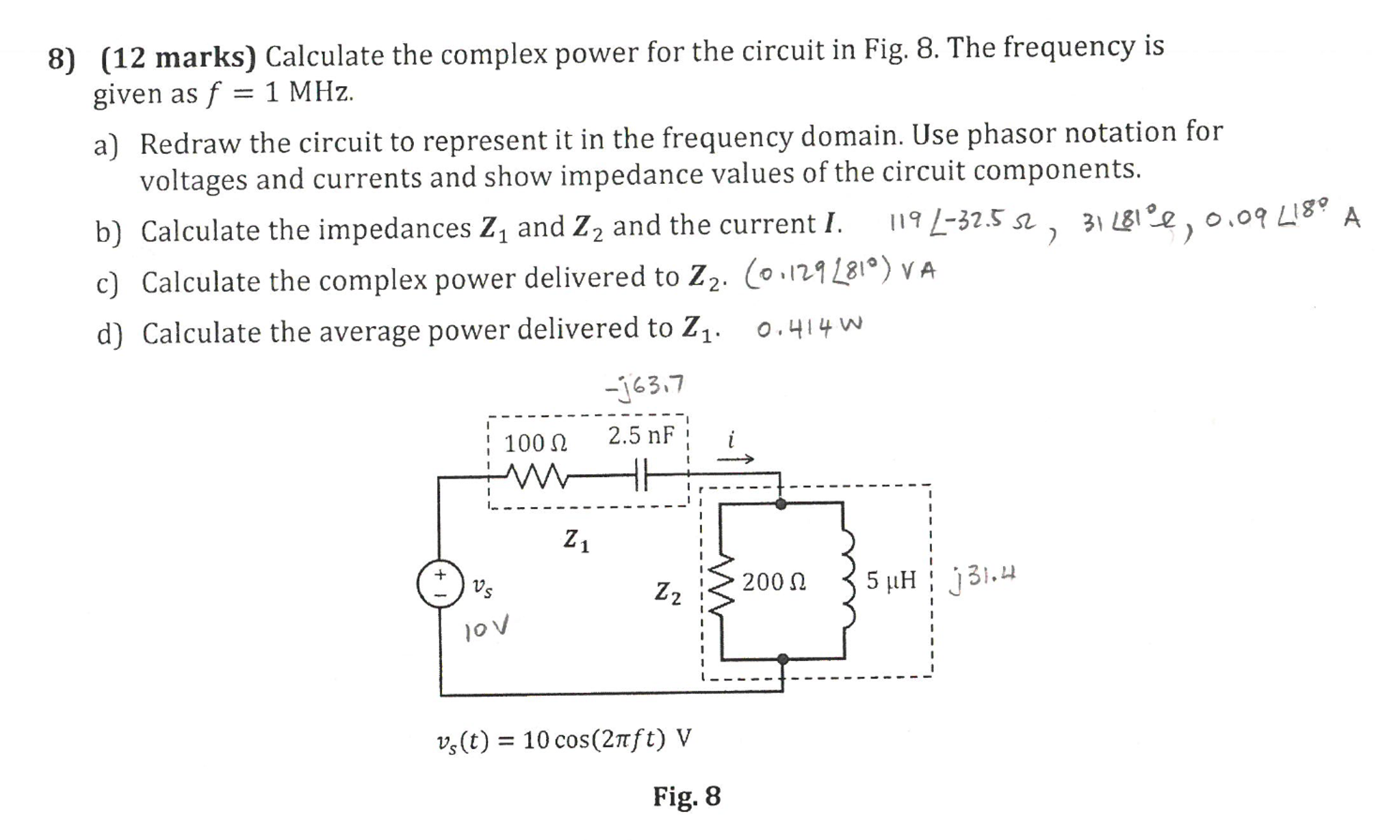 Solved Calculate the complex power for the circuit in Fig. | Chegg.com