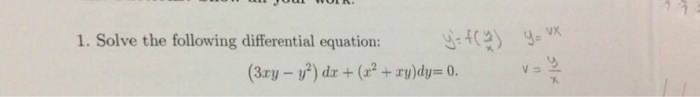 Solved Solve the following differential equation: (3xy - | Chegg.com