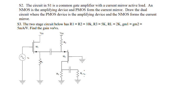 Solved S3. The two stage circuit below has R1 = R2 = 10k, R3 | Chegg.com