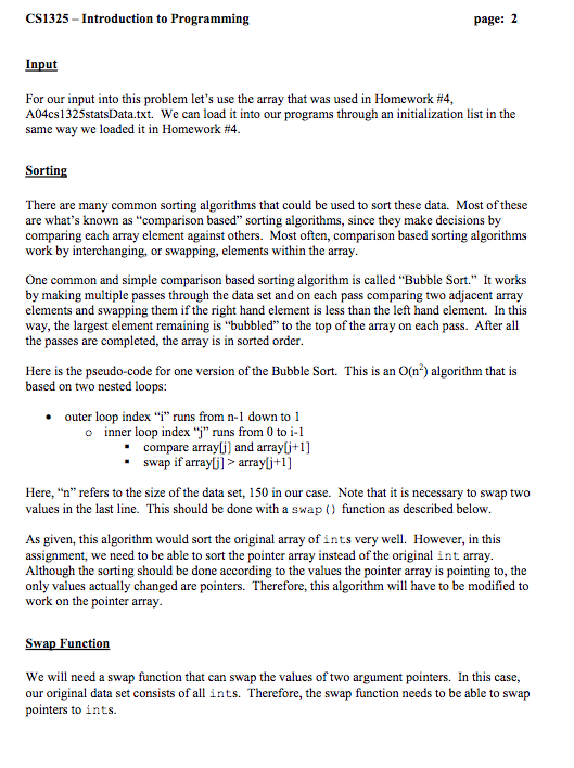 Solved Program 6: Sorting with Pointers Sometimes we're | Chegg.com