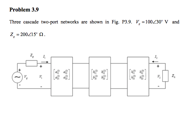 Solved Problem 3.9 Three cascade two-port networks are shown | Chegg.com