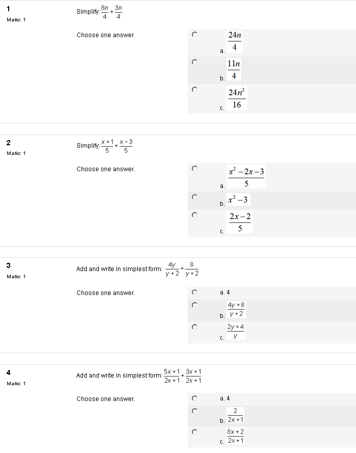 Solved Choose one answer. Choose one answer. Add and write | Chegg.com