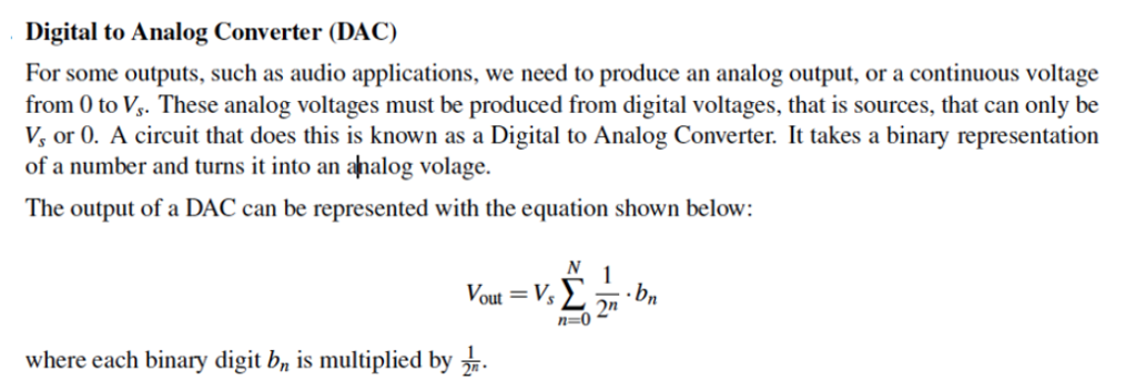 Solved Digital to Analog Converter (DAC) For some outputs, | Chegg.com