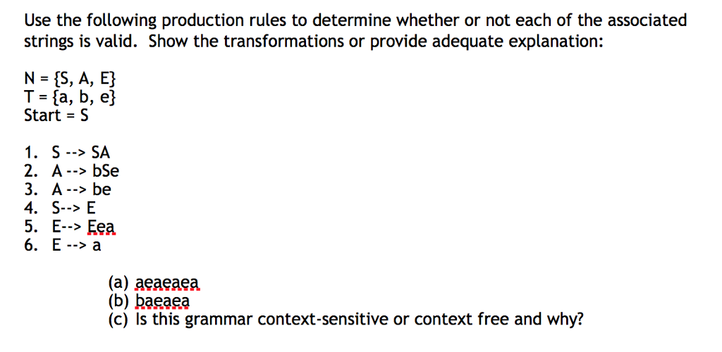 Solved Use the following production rules to determine | Chegg.com