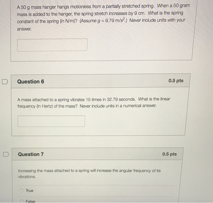 Solved A 50 g mass hanger hangs motionless from a partially | Chegg.com