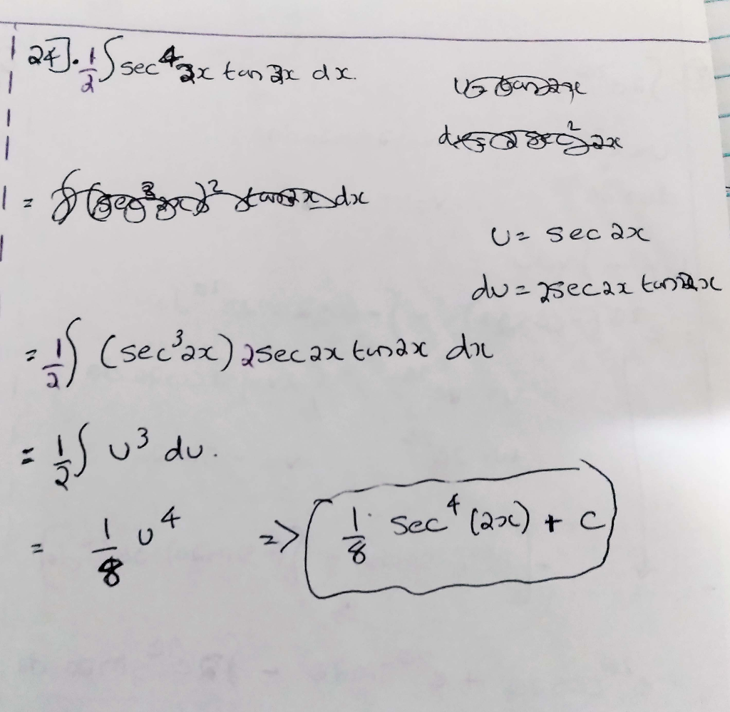 Solved Evaluate The Following Integral Sec 2x Tan 2x Dx Sec Chegg