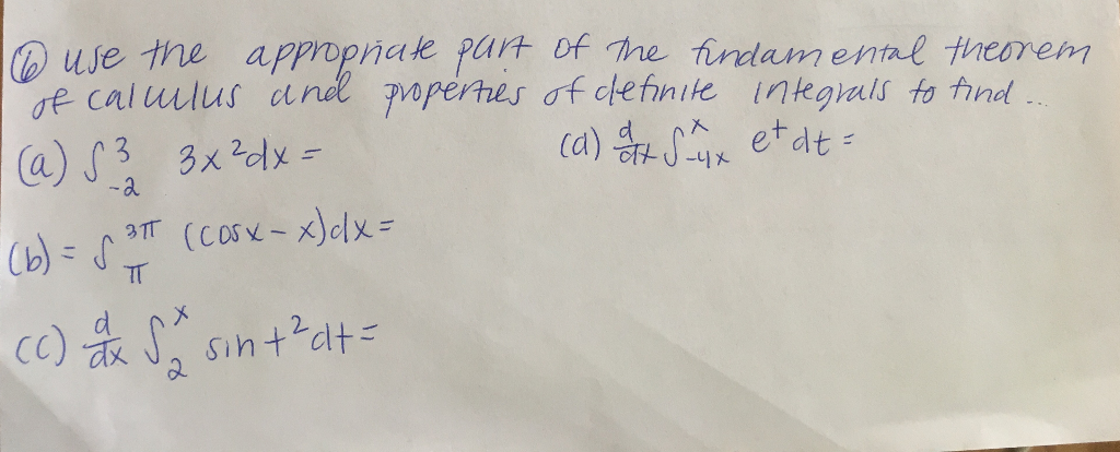 Solved Use the appropriate part of the fundamental theorem | Chegg.com