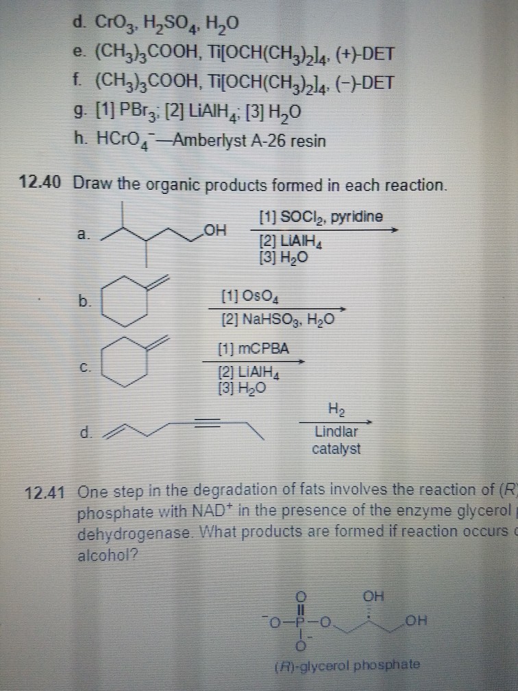 Solved d. CrO3, H2SO4, H2O e. (CH3)3COOH, Ti[OCH(CH3)214, | Chegg.com