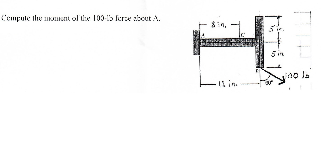 Solved Compute the moment of the 100-lb force about A. | Chegg.com