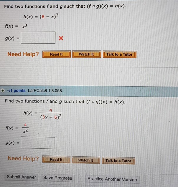 Solved Find Two Functions F And G Such That F