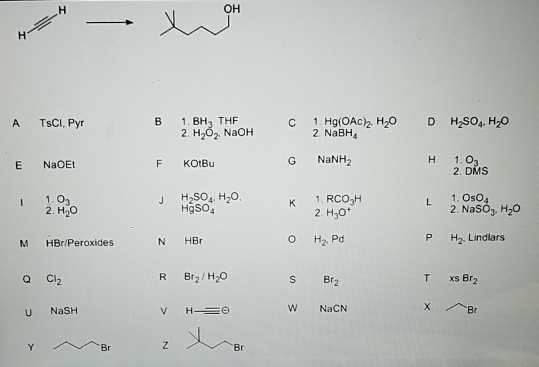 Solved OH 1. BH3 THF 2. H202, NaOH C 1. Hg(OAc)2 H20 D | Chegg.com