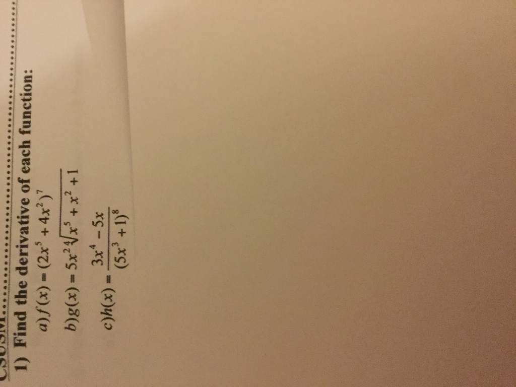 Solved Find the derivative of each function: a) f(x) = | Chegg.com