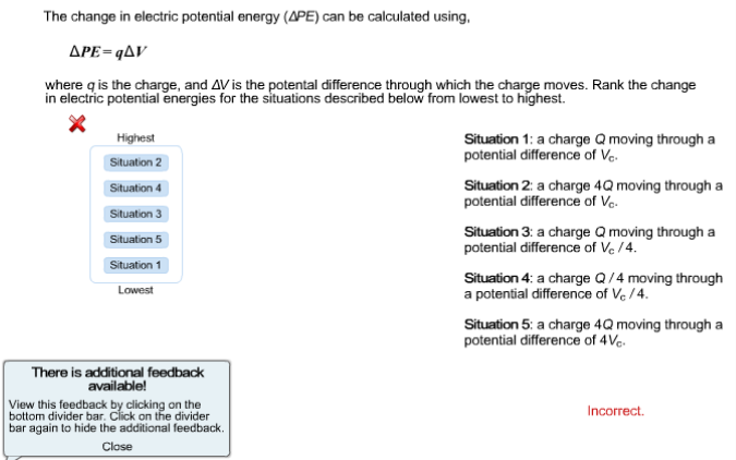 Solved The change in electric potential energy (Delta PE) | Chegg.com