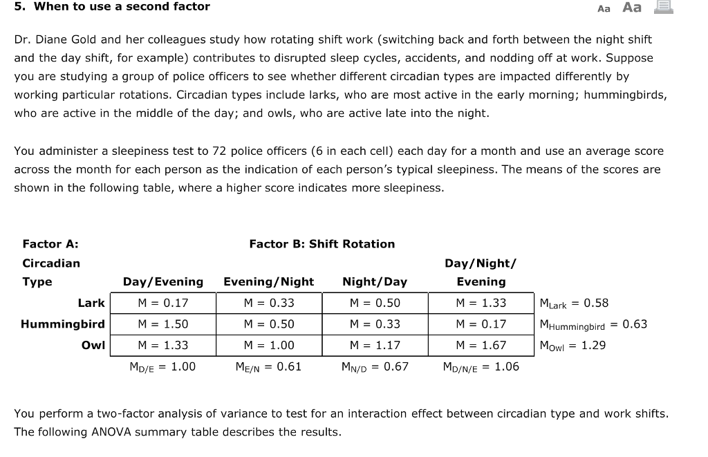 Solved 5. When to use a second factor Aa Aa Dr. Diane Gold | Chegg.com