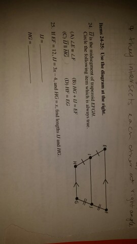 Solved is the midsegment of trapezoid EFGH circle the | Chegg.com