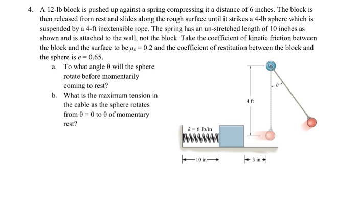 Solved A 12-lb block is pushed up against a spring | Chegg.com