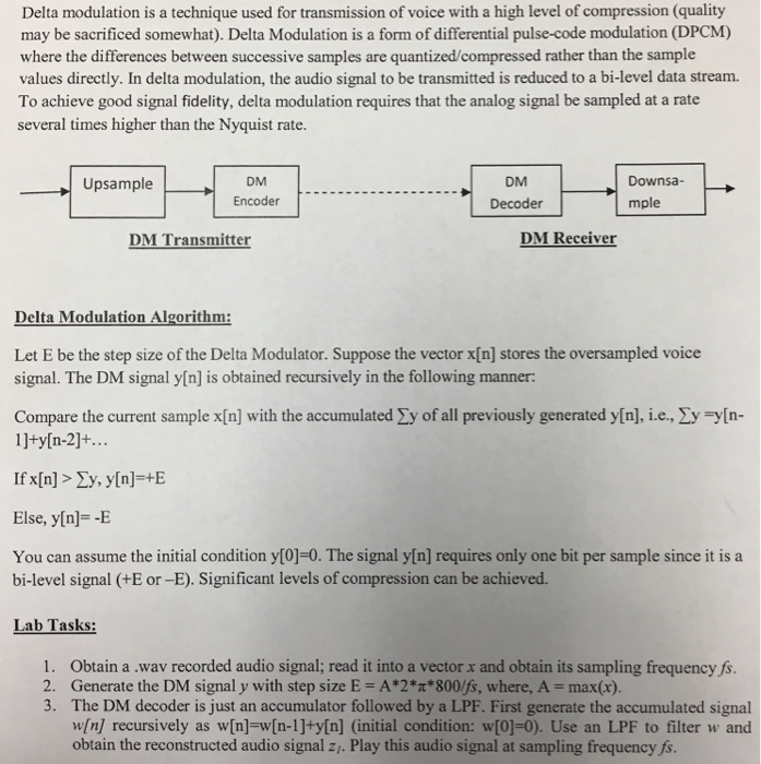 Delta modulation is a technique used for transmission | Chegg.com