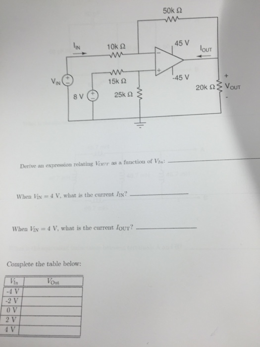 Solved Derive an expression relating Vour as a function of | Chegg.com