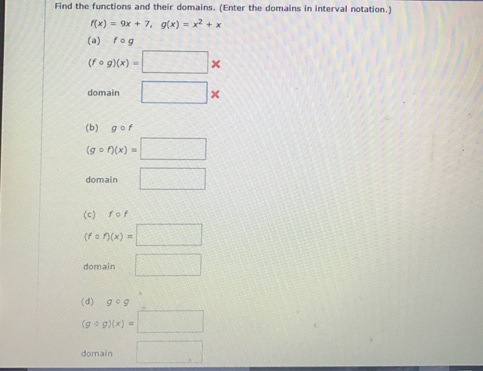 Solved Find The Functions And Their Domains Enter The