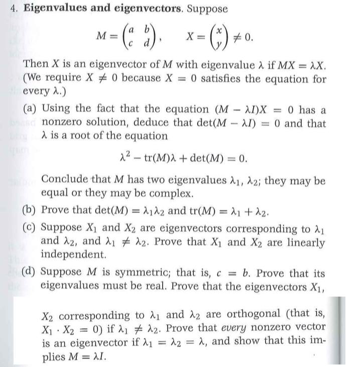 Solved 4. Eigenvalues and eigenvectors. Suppose Then X is an | Chegg.com
