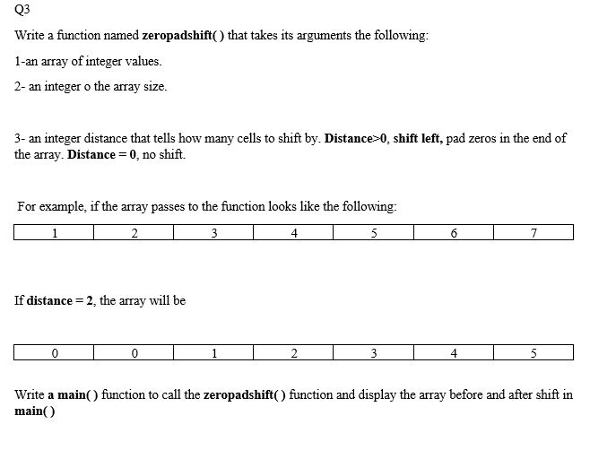 Solved Write a function named zeropadshift () that takes its | Chegg.com
