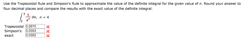 Solved Use the Trapezoidal Rule and Simpsons Rule to | Chegg.com