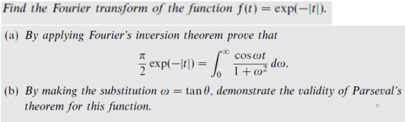 Solved Find the Fourier transform of the function f(t)-exp-) | Chegg.com