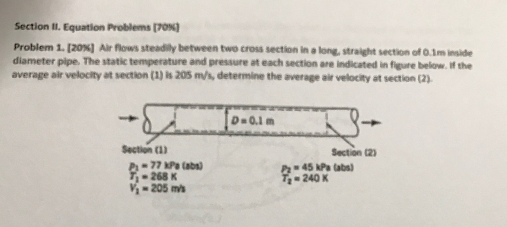 Solved Air flows steadily between two cross section in a | Chegg.com