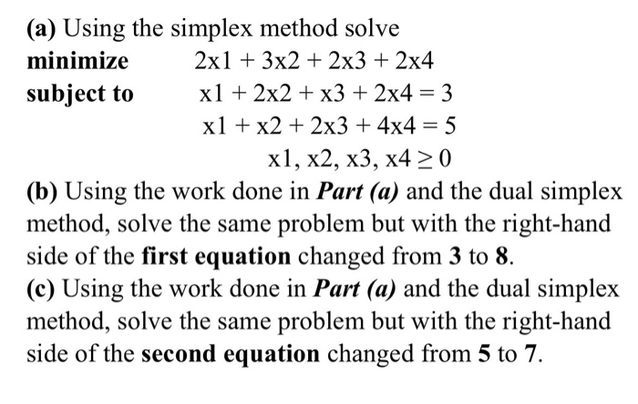 Solved Using the simplex method solve minimize subject to | Chegg.com