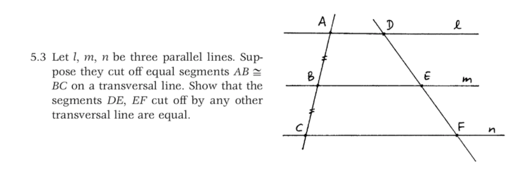 Solved Let I, m, n be three parallel lines. Suppose they cut | Chegg.com